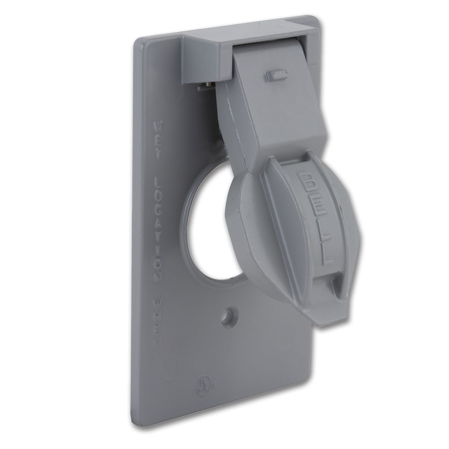Chadwell Supply. WEATHERPROOF SINGLE RECEPTACLE COVER - GREY METAL