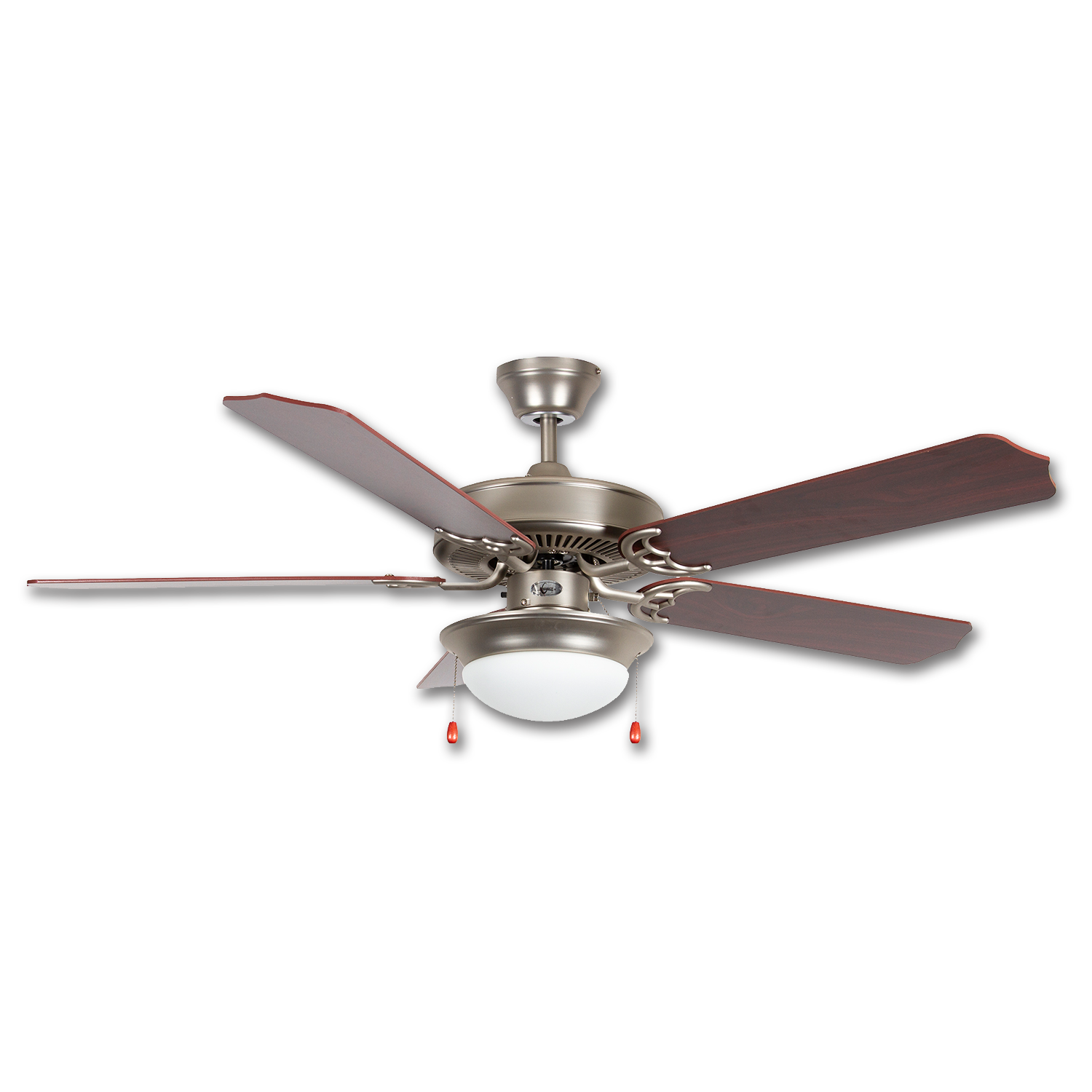 Chadwell Supply. 52" 5-BLADE SATIN NICKEL CEILING FAN W/ALABASTER LIGHT KIT