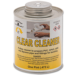 Chadwell Supply. CLEAR LOW VOC PVC PIPE CLEANER - 16 OZ