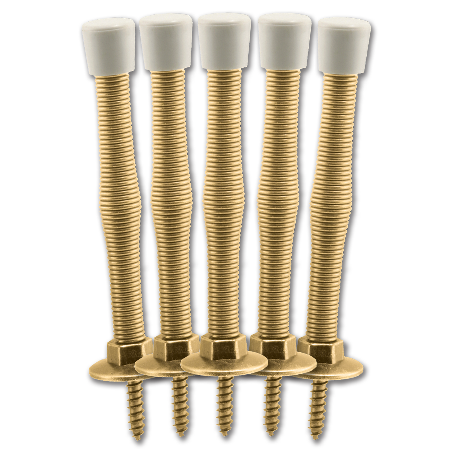 Chadwell Supply. 3" SPRING DOOR STOP - POLISHED BRASS - 5/PK