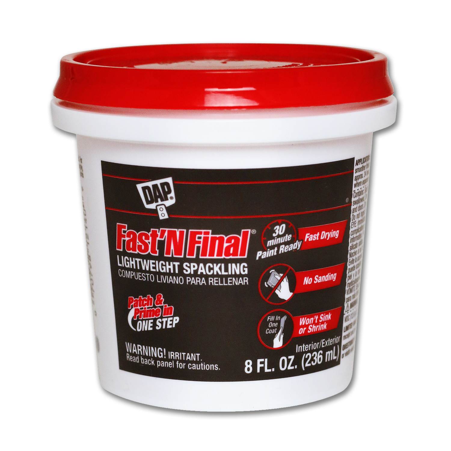 Chadwell Supply. DAP FAST 'N FINAL LIGHTWEIGHT SPACKLING - 1/2 PINT
